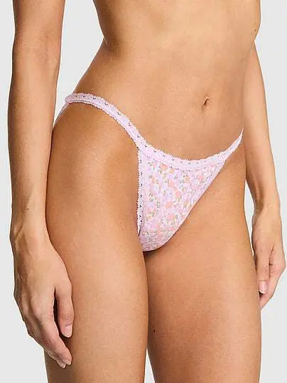 Pink Wink™ Lace-trim String Bikini Panty - Floral