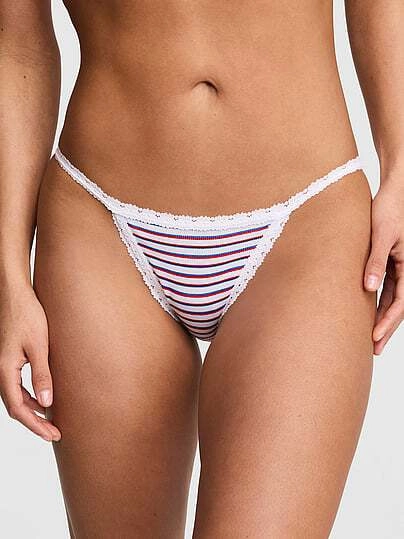 Pink Wink™ Lace-trim Cotton String Bikini Panty - Print