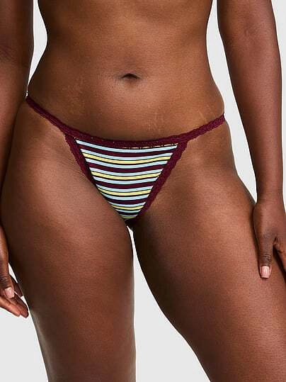 Pink Wink™ Lace-trim Cotton String Bikini Panty - Print