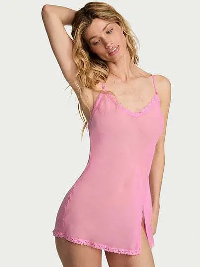 Victoria's Secret Dream Angels Chiffon Mini Slip Dress - Pink