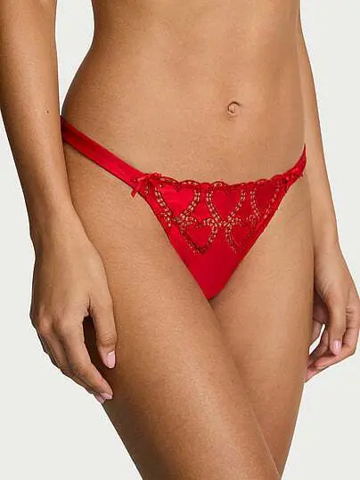 Victoria's Secret Dream Angels Heartbeat Embroidery Thong Panty - Print