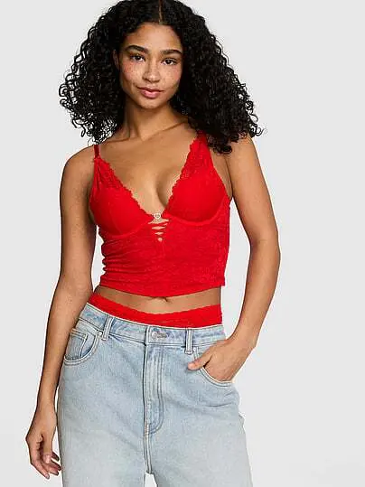 Pink Wink Wink™ Lightly Lined Plunge Corset Top - Red