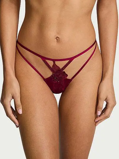 Victoria's Secret Very Sexy Scarlet Rose Shine Thong Panty - Print