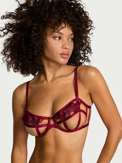 Victoria's Secret Very Sexy Scarlet Rose Shine Open-cup Balconette Bra - Print