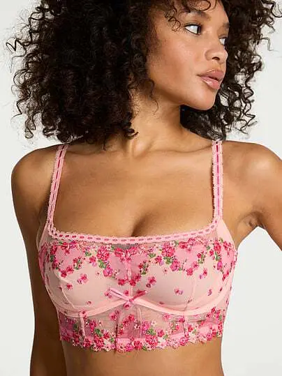 Victoria's Secret Dream Angels Hearts & Roses Embroidery Bra Top - Print