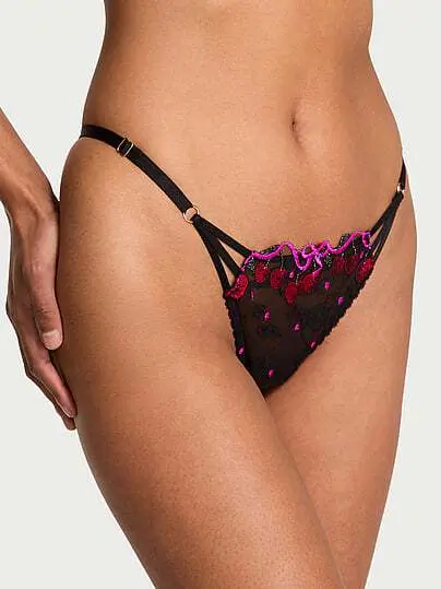 Victoria's Secret Very Sexy Cherry Pop Embroidery Strappy Brazilian Panty - Print