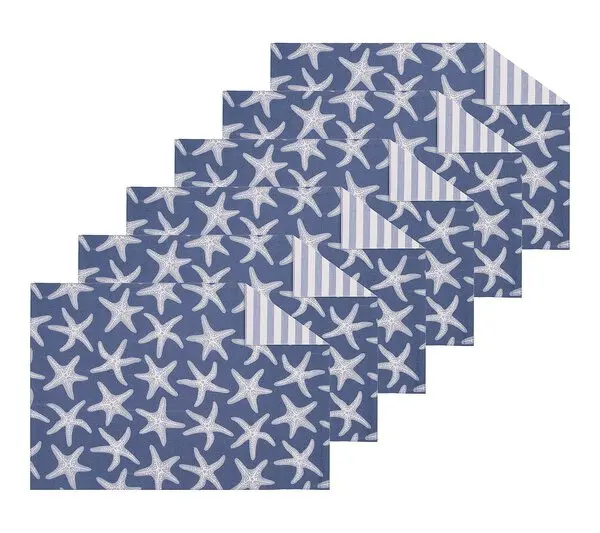 VALERIE PARR HILL Calming Seas Placemats Set Of 6 Valerie - One-color