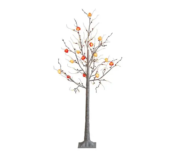 NEARLY NATURAL 5' Pre-lit Twig Tree With Heart Shaped Ornament - One-color