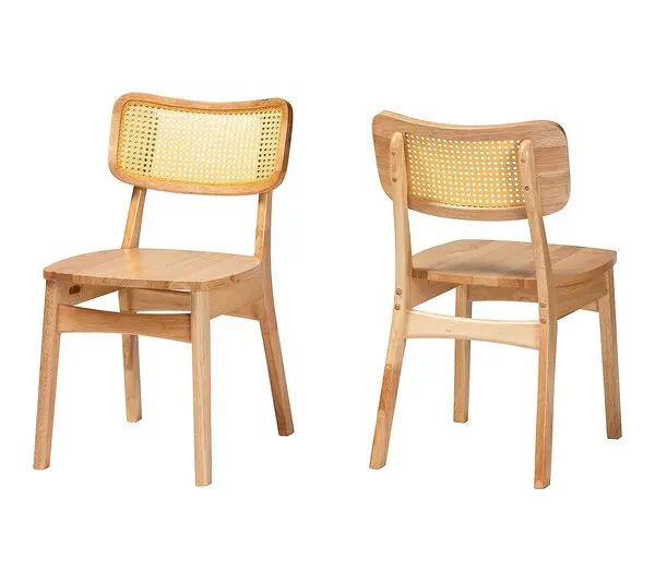 BAXTON STUDIO Tadeo Wood And Rattan Dining Chai R Set Of 2 - One-color