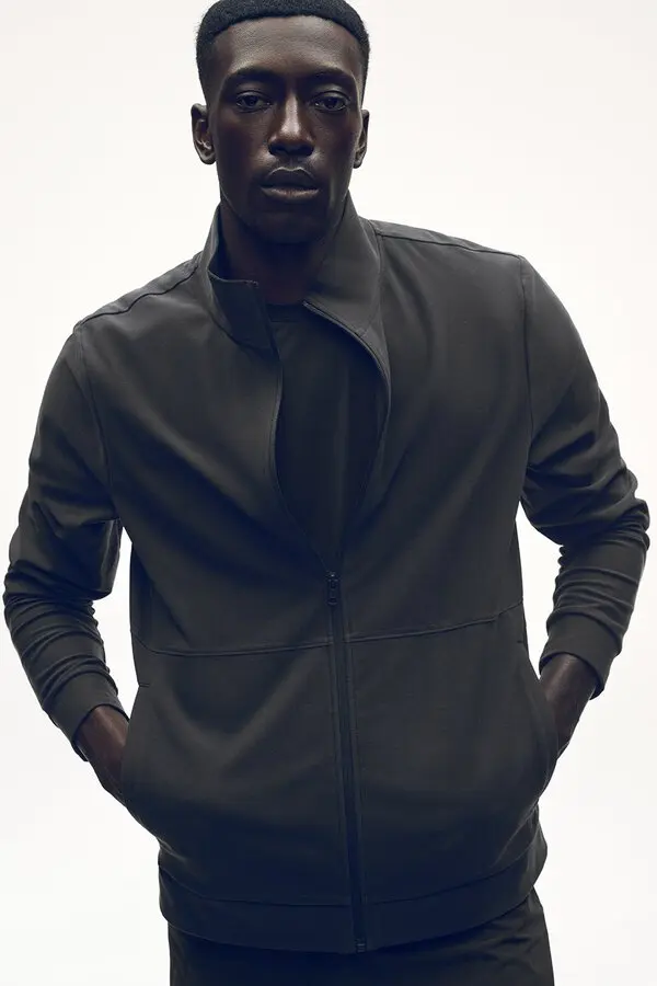 Alo Yoga Conquer Max Mock Neck Full Zip Sweatshirt - Anthracite