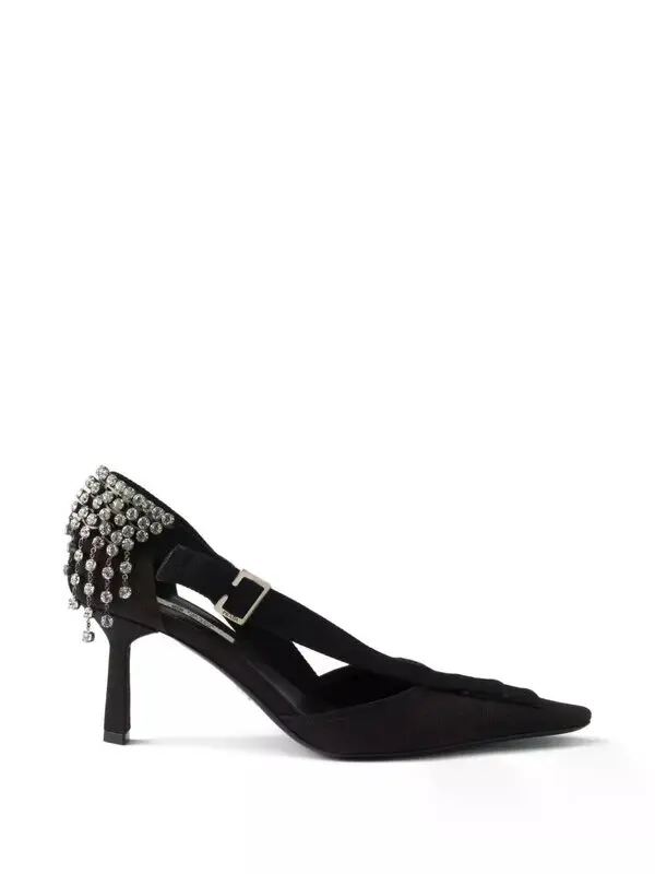 Prada Crystal-appliqués Canvas Pumps