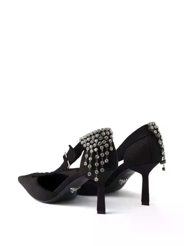 Prada Crystal-appliqués Canvas Pumps