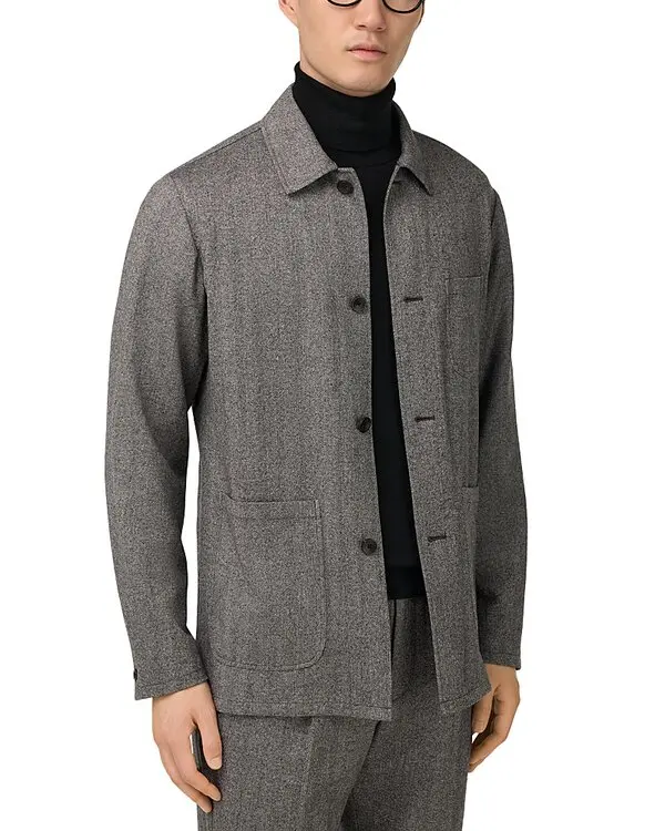 Boggi Milano Herringbone Shirt Jacket - Charcoal