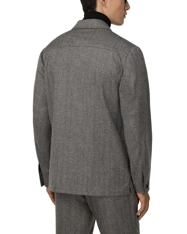 Boggi Milano Herringbone Shirt Jacket - Charcoal