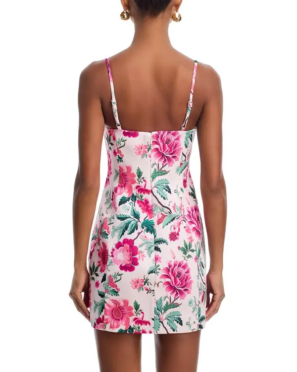 French Connection Christa York Satin Floral Mini Dress - Pink Icing