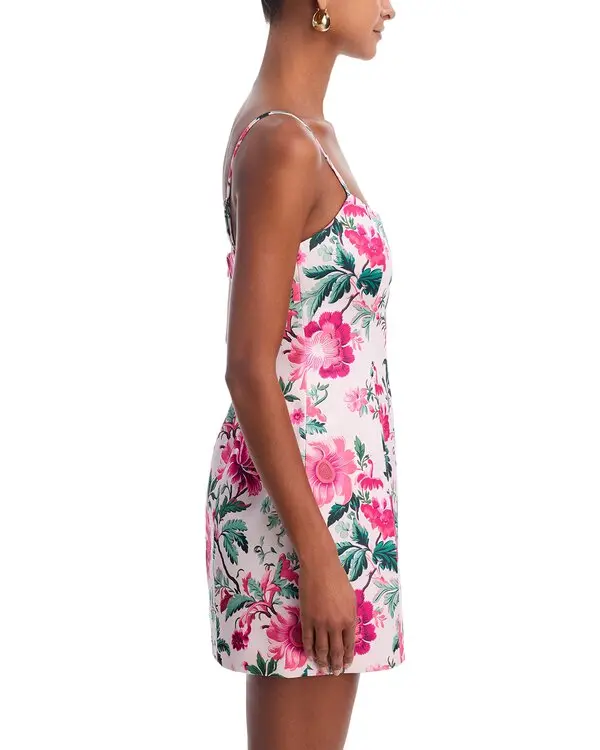 French Connection Christa York Satin Floral Mini Dress - Pink Icing