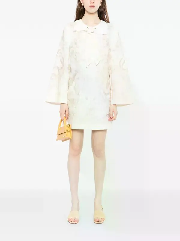 Zimmermann Tie Neck Tunic Mini Dress - Neutrals