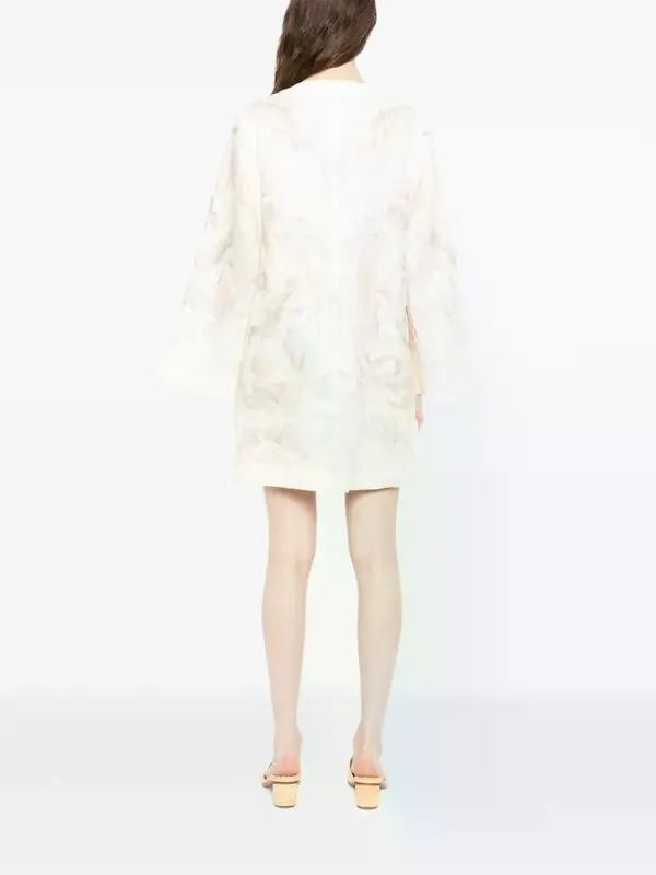 Zimmermann Tie Neck Tunic Mini Dress - Neutrals