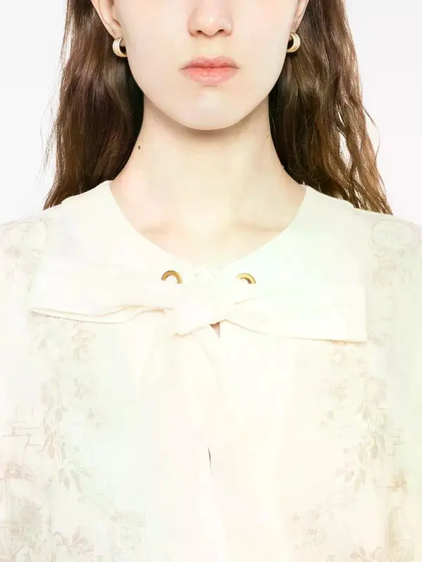 Zimmermann Tie Neck Tunic Mini Dress - Neutrals