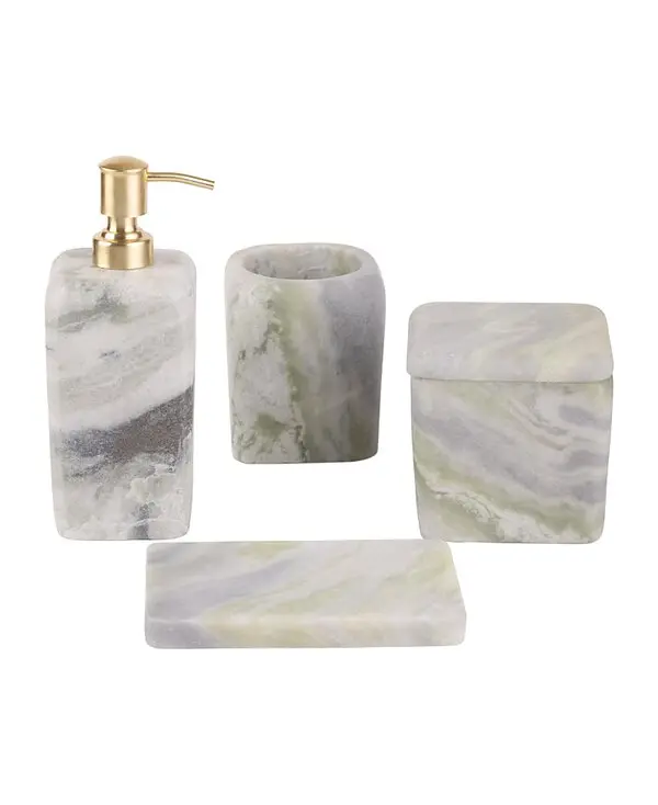 GAURI KOHLI Hanoi Green Onyx Bath Accessories, Set Of 4 - Shades Of Green