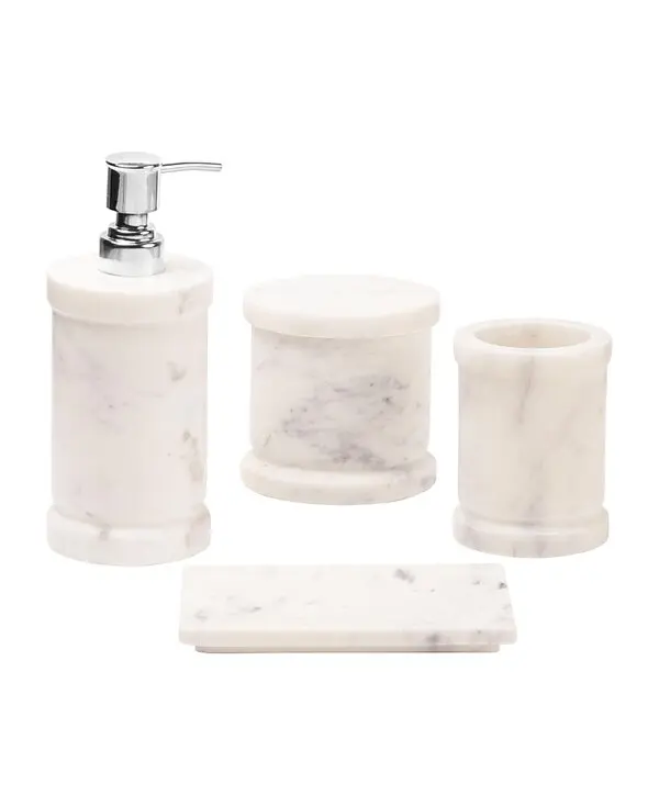 GAURI KOHLI Duval Marble Bath Accessories, Set Of 4 - Shades Of White