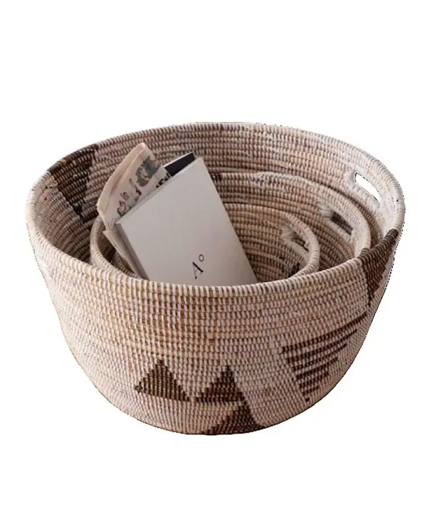 MBARE Oval Storage Basket Graphic Print Set Of 3 - Black And White