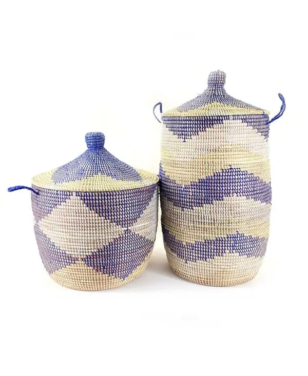MBARE Dou Lid Chevron Low Storage Basket