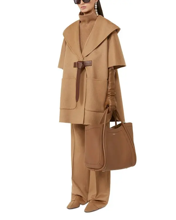 Max Mara Wool Cape With Leather Belt