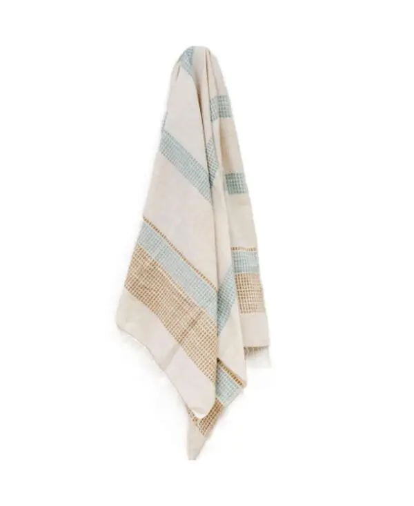 CREATIVE WOMEN Camden Cotton Bath Towel - Sand/azure