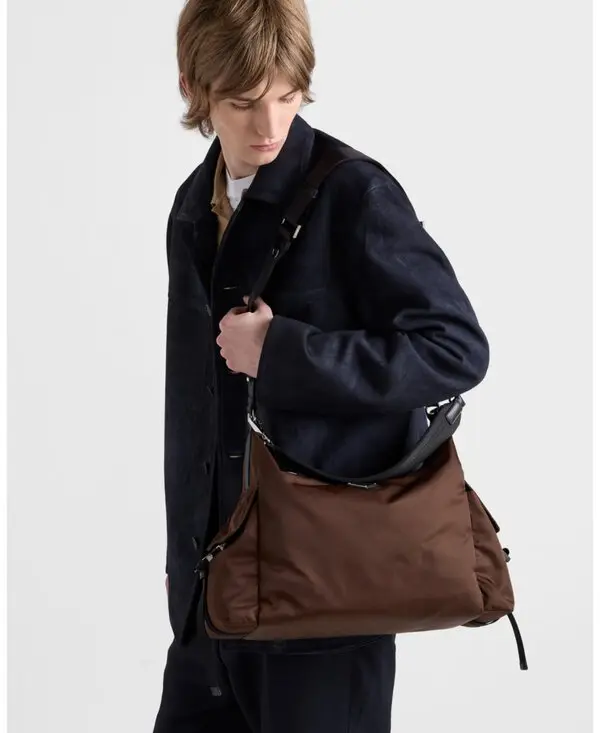 Prada Re-nylon And Leather Bag - Brown