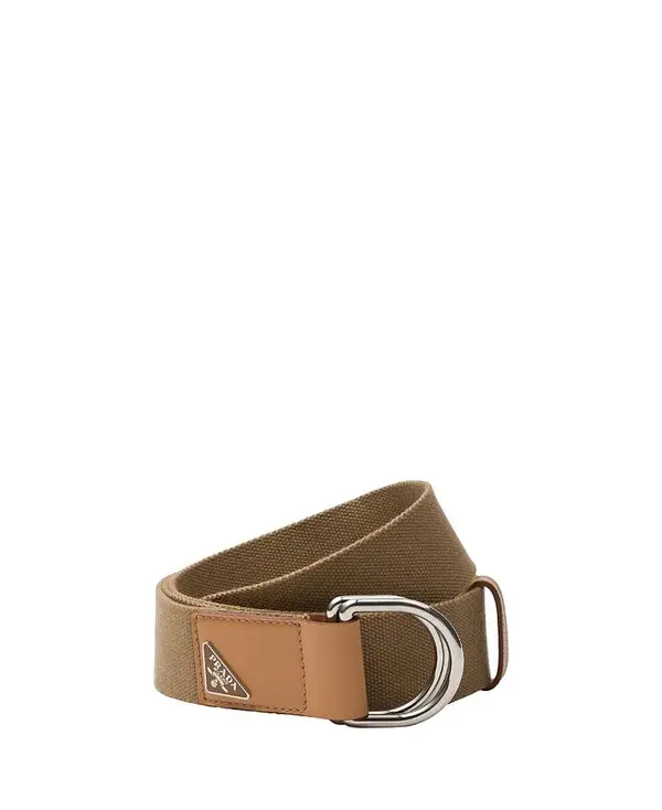 Prada Cotton Belt With Enameled Logo - Neutral