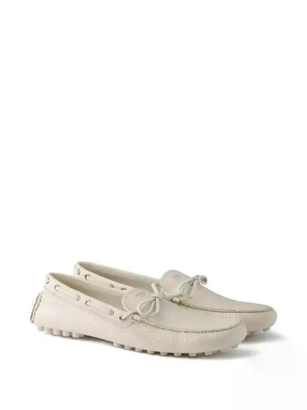 Prada Logo-detail Boat Shoes - Neutrals
