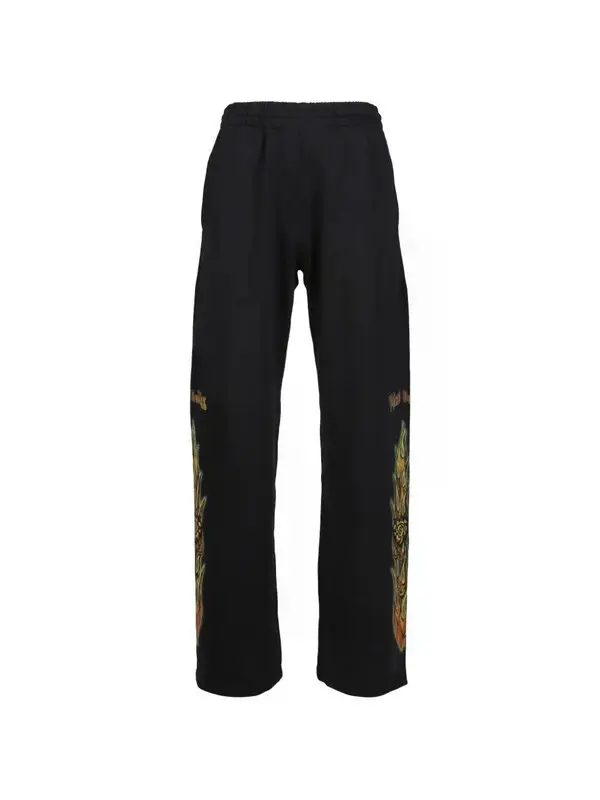 We11Done Flame-graphic Track Pants - Black