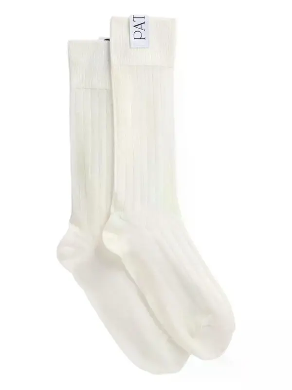 Patou Ribbed Mid-calf Socks - White