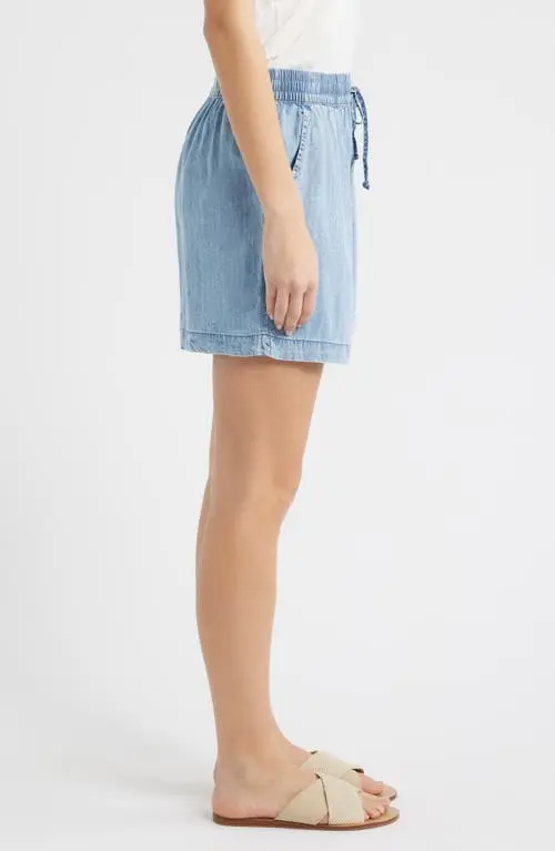 BEACHLUNCHLOUNGE Tie Waist Chambray Shorts - Medium Wash