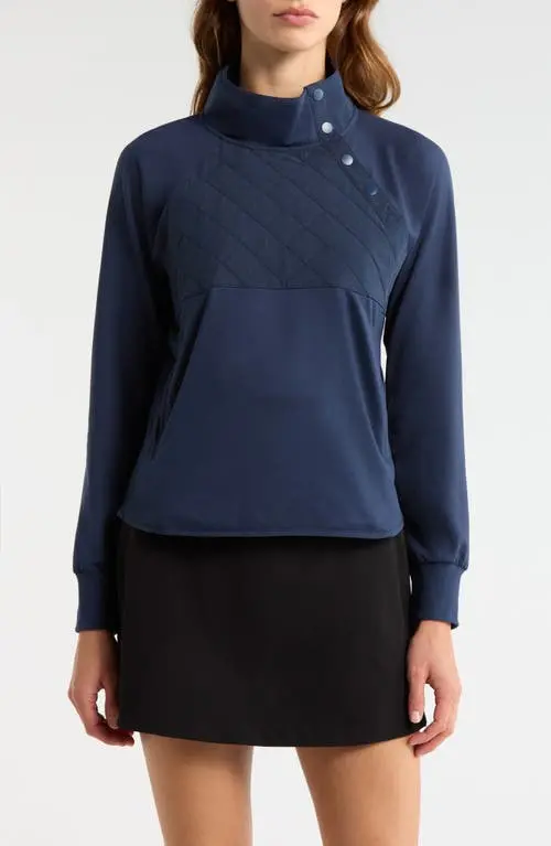 SWANNIES Ellis Mixed Media Pullover - Navy