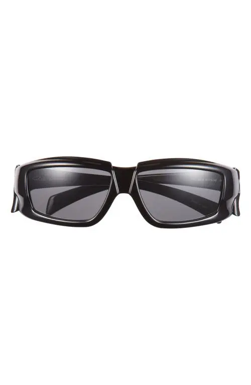 Rick Owens Rectangular Sunglasses - Black Temple/black Lens