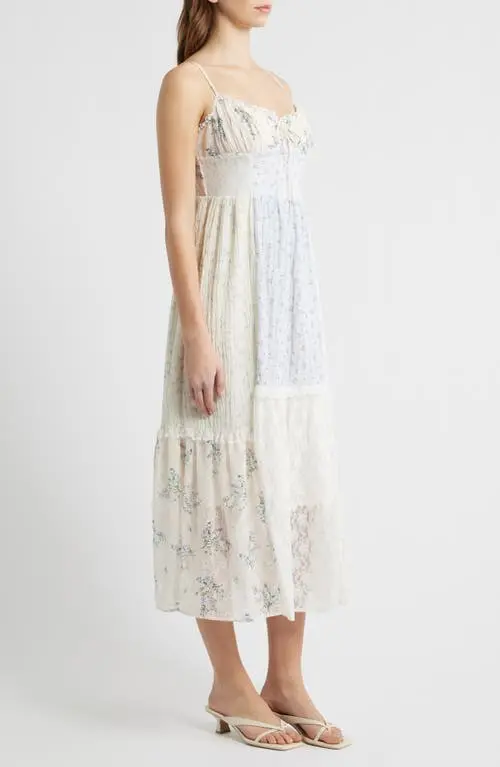 ALL IN FAVOR Sweetheart Neck Patchwork Midi Dress
