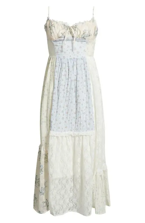 ALL IN FAVOR Sweetheart Neck Patchwork Midi Dress