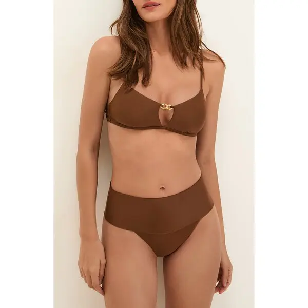 VIX PAULA HERMANNY Jessica High Waist Bikini Bottoms - Brown