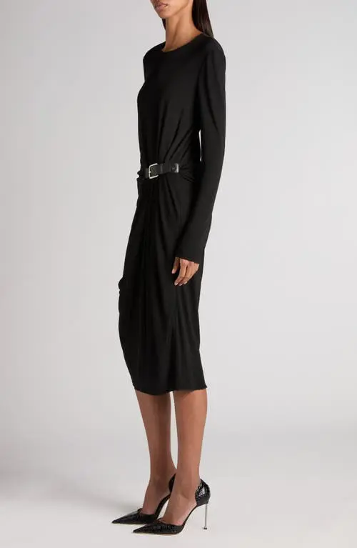 TOM FORD Gathered Waist Long Sleeve Jersey Dress