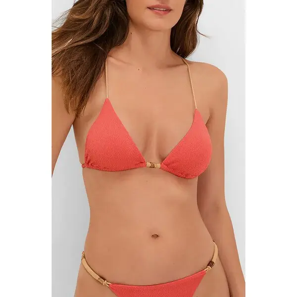 VIX PAULA HERMANNY Firenze April Crinkle T-back Bikini Top - Coral