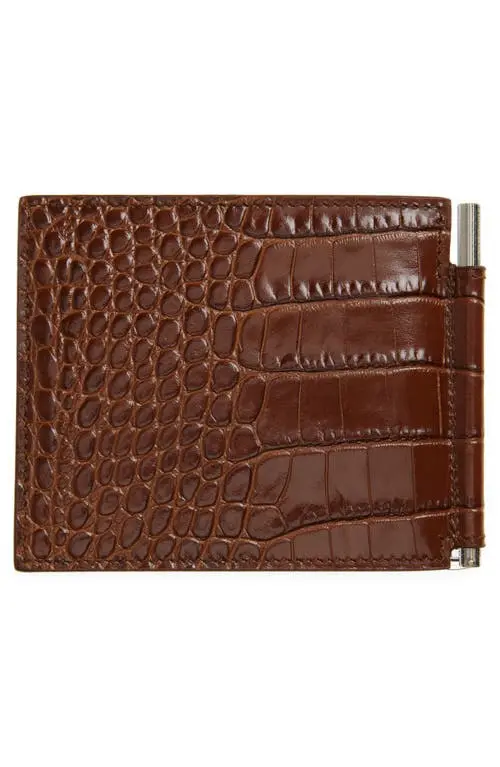 TOM FORD Croc Embossed Leather Bifold Wallet