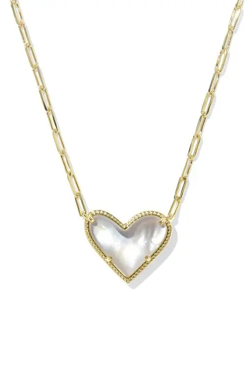 Kendra Scott Ari Heart Pendant Necklace - Gold Ivory Mother Of Pearl