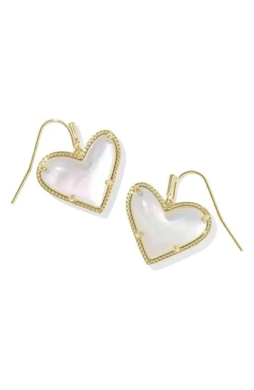 Kendra Scott Ari Heart Drop Earrings - Gold Ivory Mother Of Pearl