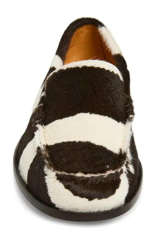TOD'S Calf Hair Slipper Loafer With Stud Detail - Bianco/moro