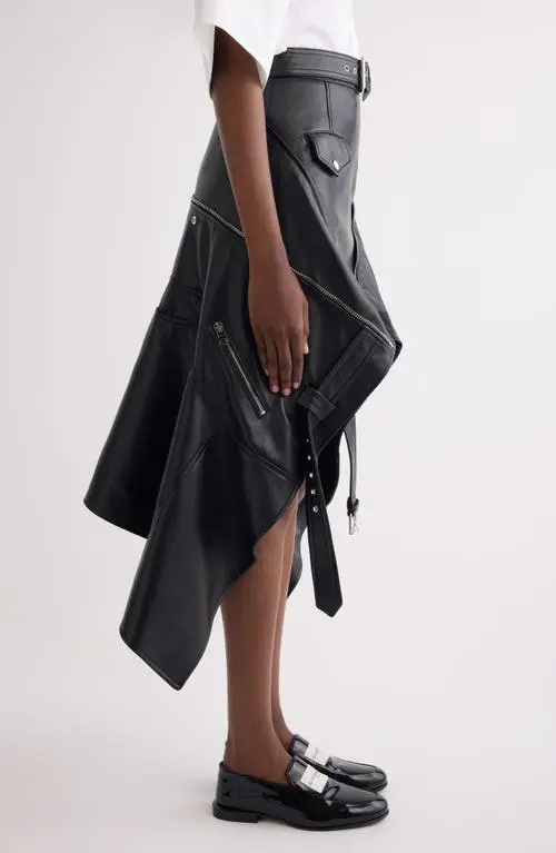 Givenchy Belted Asymmetric Leather Biker Skirt
