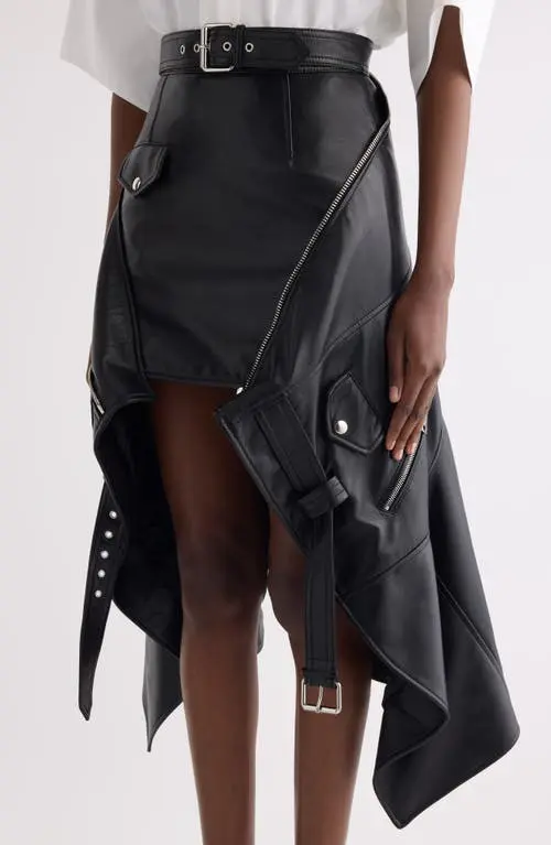 Givenchy Belted Asymmetric Leather Biker Skirt