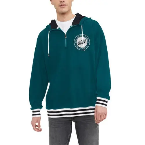 Tommy Hilfiger Midnight Philadelphia Eagles Aaron Quarter-zip Hoodie - Green