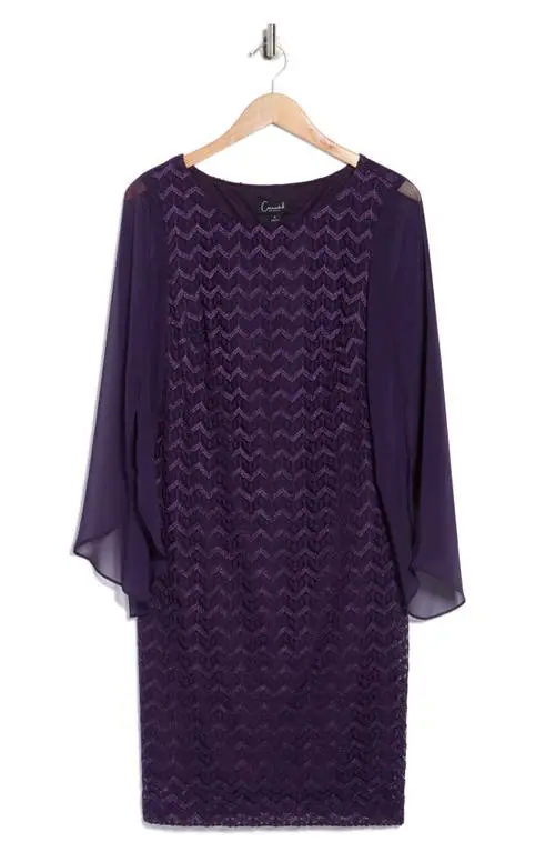 CONNECTED APPAREL Cape Sleeve Chevron Dress